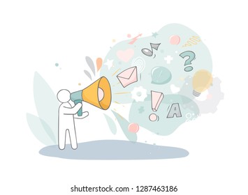 Speaking Man Loudspeaker Doodle Cute Miniature Stock Vector (Royalty ...