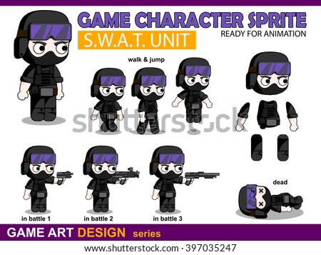 Special Forces Hero Character Game Sprite Vector de stock (libre de ...
