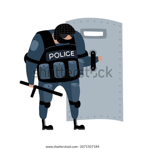 Special Forces Unit Shield Nightstick Modern Stock Vector (Royalty Free ...
