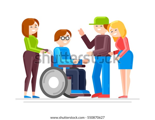 Special Needs Child Friends Friends Handicapped Stock Vector (Royalty ...