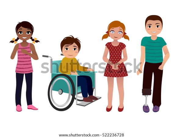 Special Needs Children Happy Set Stock Vector (Royalty Free) 522236728