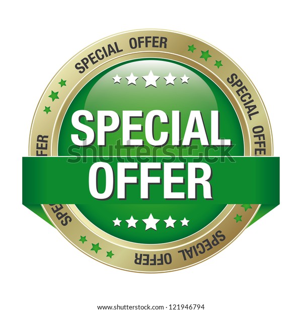 Special Offer Green Gold Button Isolated Stock Vector (Royalty Free ...