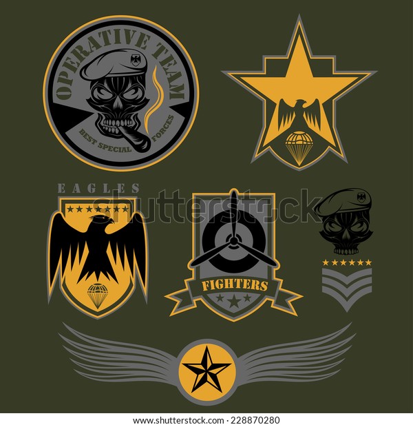 Special Unit Military Emblem Set Vector Stock Vector (Royalty Free ...