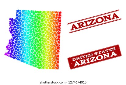 Spectrum Dotted Map Arizona State Red Stock Vector (Royalty Free ...