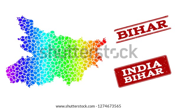 Spectrum Dotted Map Bihar State Red Stock Vector (Royalty Free ...