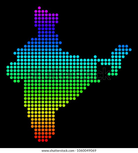 Spectrum Dotted Pixel India Map Vector Stock Vector (Royalty Free ...