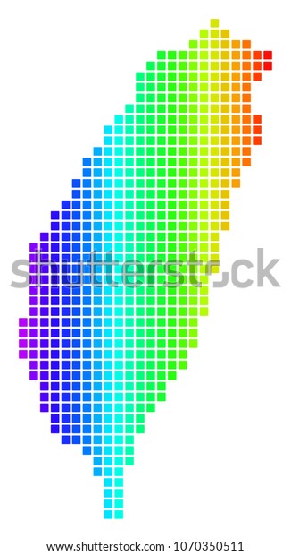 Spectrum Dotted Pixel Taiwan Island Map Stock Vector (Royalty Free ...