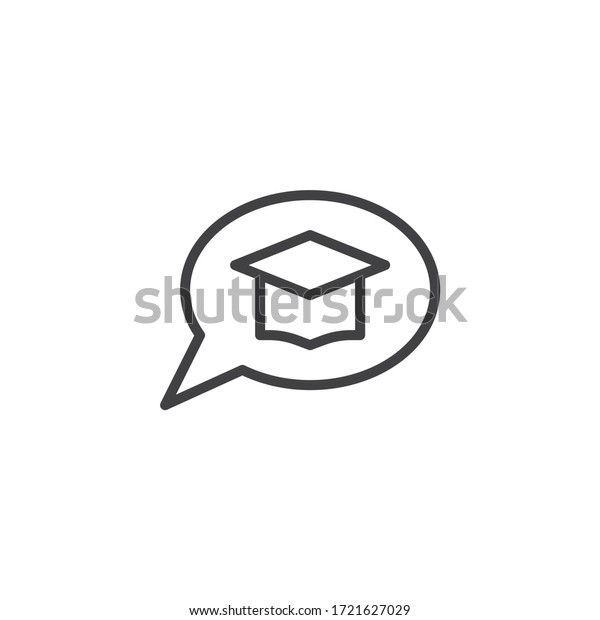 Speech Bubble Graduation Cap Line Icon Stock Vector (Royalty Free ...