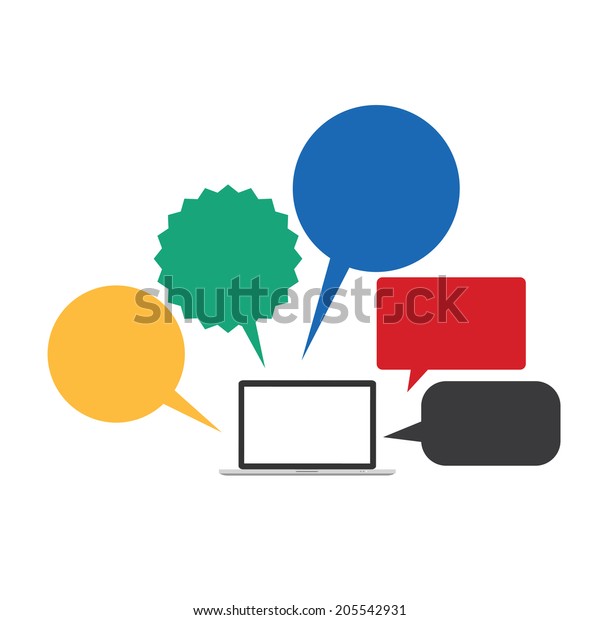 Speech Bubble Laptop Computersocial Network Concept Stock Vector ...