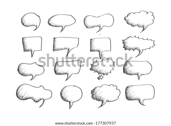 Speech Bubble Sketch Hand Drawn Stock Vector (Royalty Free) 177307937 ...