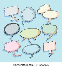 Hand Drawn Speech Bubbles Callouts Set: vector de stock (libre de ...