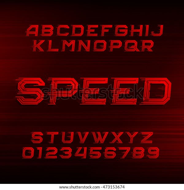 Speed Alphabet Font Oblique Dynamic Red Stock Vector (Royalty Free ...