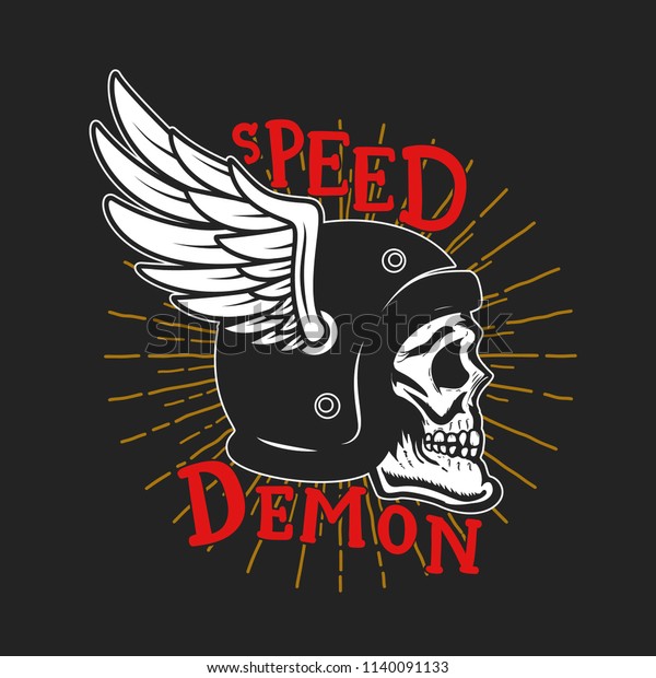 Speed Demon Skull Winged Helmet Design Stock Vector (Royalty Free ...
