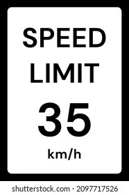 Speed Limit 35 Kmh Traffic Sign Stock Vector (Royalty Free) 2097717526