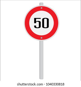 Speed Limit Traffic Sign 50vector Illustration Stock Vector (Royalty ...