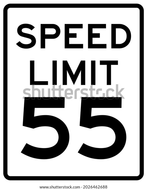 Speed Limit 55 Black Writing On Stock Vector (Royalty Free) 2026462688 ...