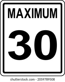 Speed Limit Maximum 30 Sign Facility Stock Vector (Royalty Free ...