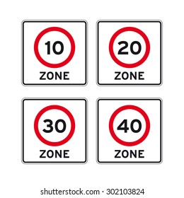 Speed Limit Zone Sign Vector Set: vector de stock (libre de regalías ...