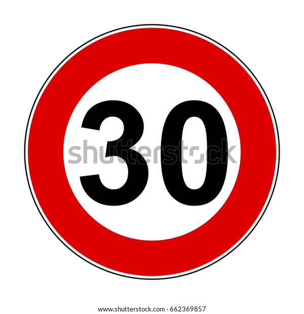 Speed Limit Signs 30 Km Stock Stock Vector (Royalty Free) 662369857