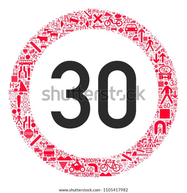 Speed Limit Traffic Sign 30 Kmh Stock Vector (Royalty Free) 1105417982 ...
