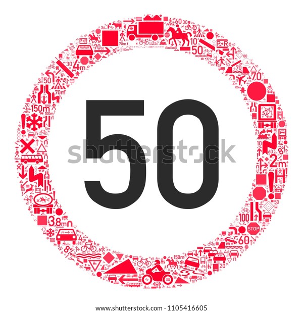 Speed Limit Traffic Sign 50 Kmh Stock Vector (Royalty Free) 1105416605 ...