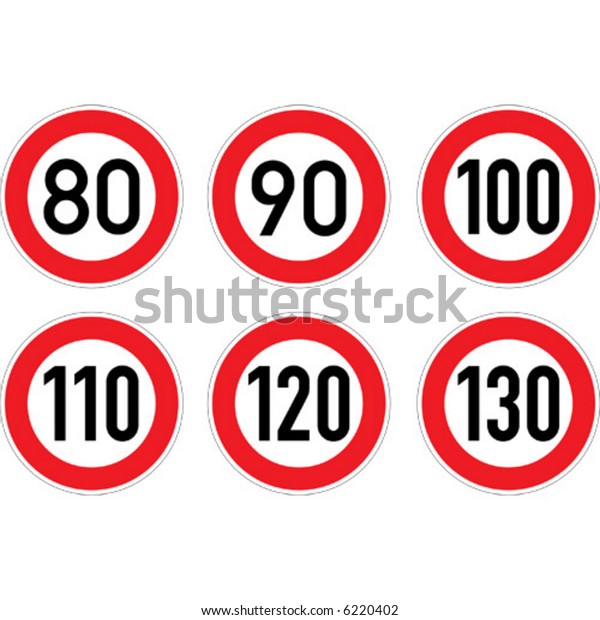 Speed Limitation Road Sign Set Stock Vector (Royalty Free) 6220402 ...