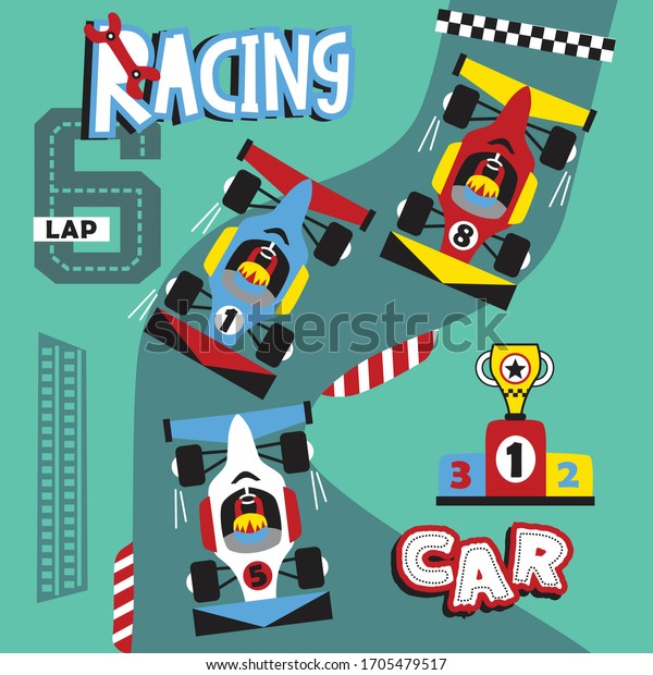 Speed Racing Circuit Funny Cartoonvector Illustration Stock Vector ...