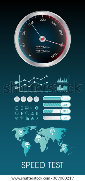 Speed Test Meter Speed Test Info Stock Vector (Royalty Free) 389080219 ...