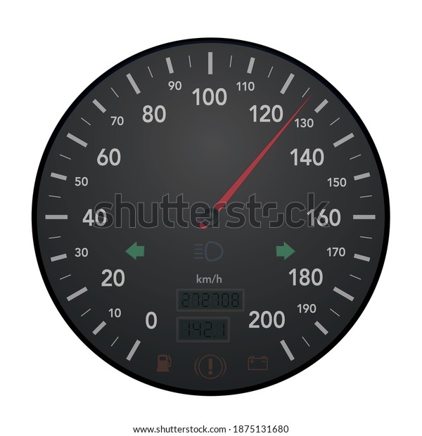 Speedo meter, full throttle, car cockpit display with scale from zero ...