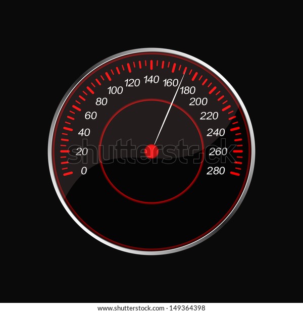 Speedometer On Black Background Red Scale Stock Vector (Royalty Free ...