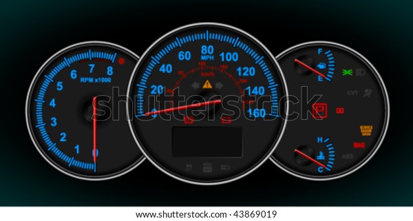 Speedometer and RPM gauge cluster (dashboard) vector. Also available in ...