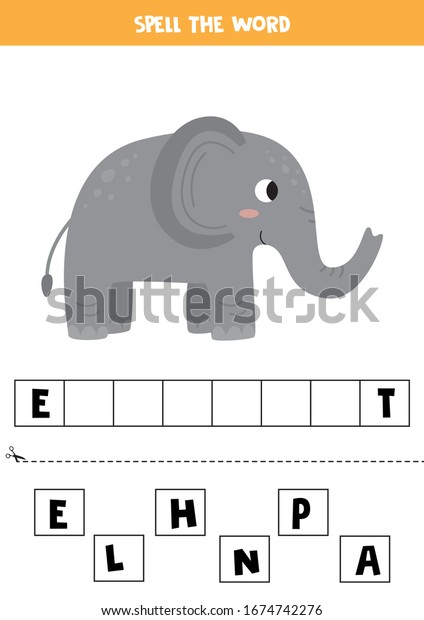 Spell Word Elephant Educational Game Kids Stock Vector (Royalty Free ...