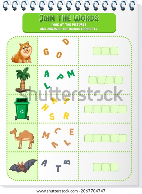 Spelling Word Game Worksheet Template Illustration Stock Vector ...