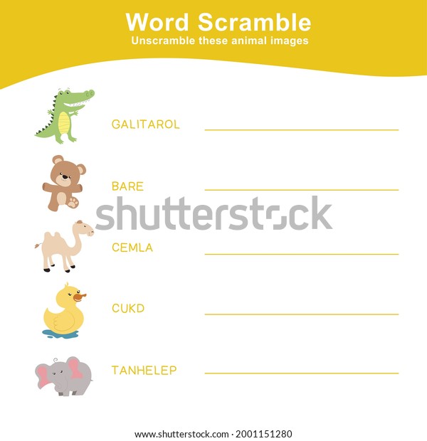 Spelling Word Scramble Game Animals Edition Stock Vector (Royalty Free ...