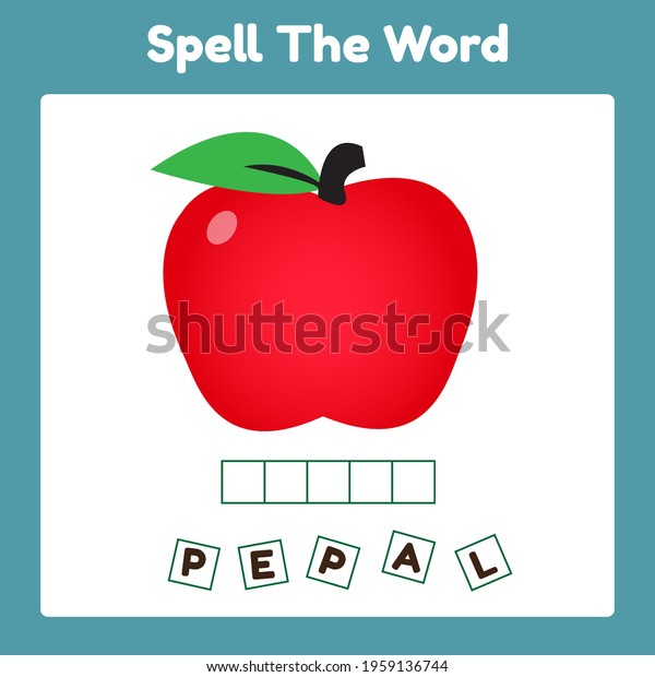 Spelling Word Scramble Game Template Apple: เวกเตอร์สต็อก (ปลอดค่า ...