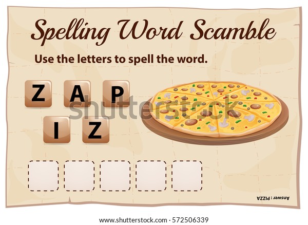 Stock vektor „Spelling Word Scramble Game Template Word“ (bez ...