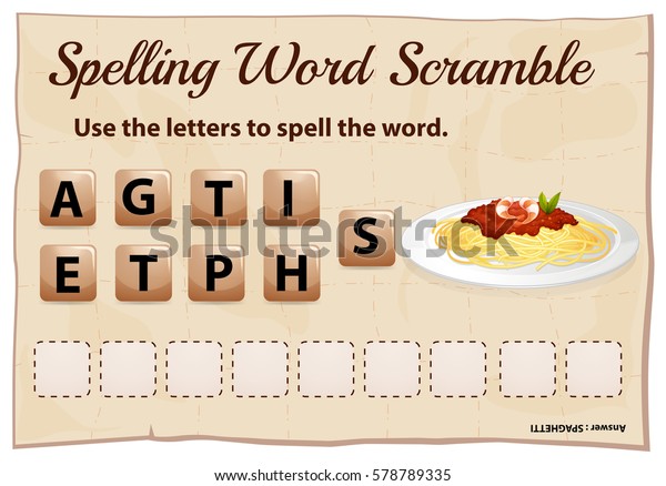 Spelling Word Scramble Template Word Spaghetti Stock Vector (Royalty ...