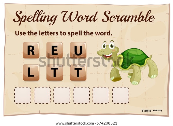 Spelling Word Scramble Word Turtle Illustration Stock Vector (Royalty ...