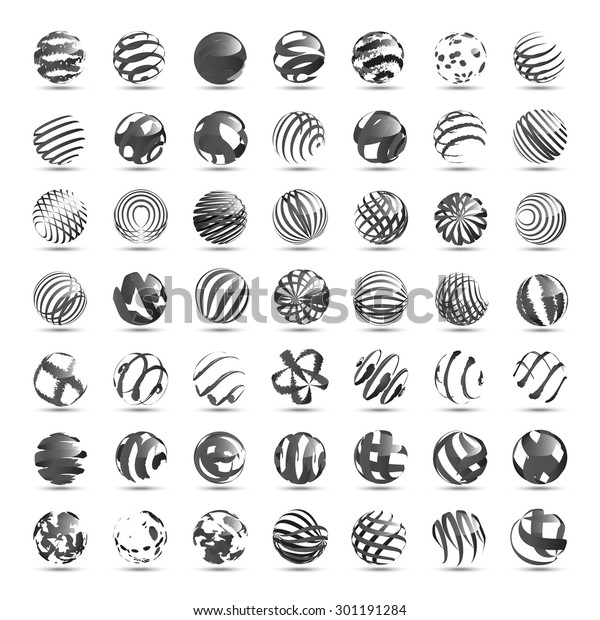 Sphere Icons Set Isolated On White Stock Vector (Royalty Free ...