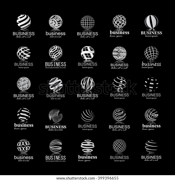 Sphere Icons Setisolated On Black Backgroundvector Stock Vector ...