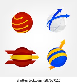 Spheres Arrows Logos Set Stock Vector Stock Vector (Royalty Free ...
