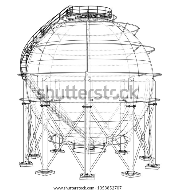 Spherical Gas Tank Outline Vector Rendering Stock Vector (Royalty Free ...