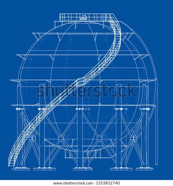 Spherical Gas Tank Outline Vector Rendering: เวกเตอร์สต็อก (ปลอดค่า ...