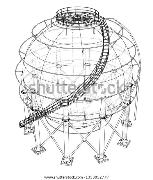 Spherical Gas Tank Outline Vector Rendering: เวกเตอร์สต็อก (ปลอดค่า ...