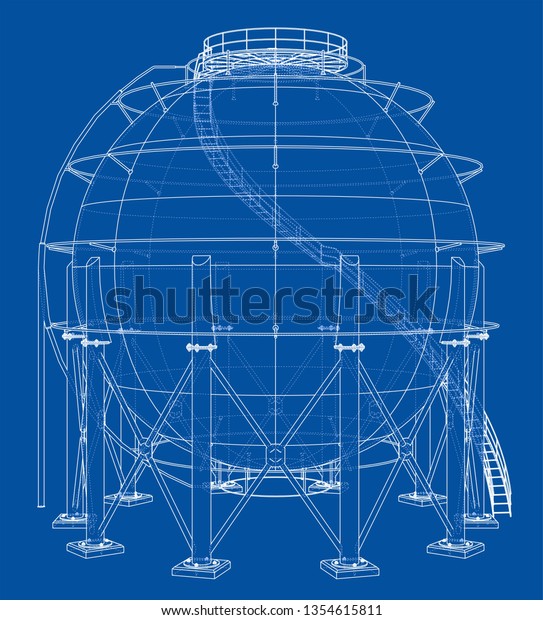 Spherical Gas Tank Outline Vector Rendering Stock Vector (Royalty Free ...