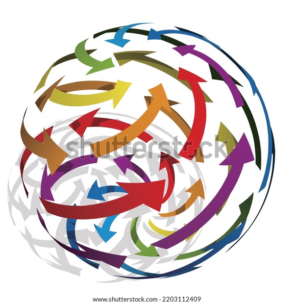 Spherical Rotating 7way Arrow Iridescent Vector Stock Vector (Royalty ...
