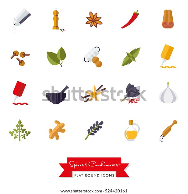 Spices Condiments Flat Design Icon Set 库存矢量图（免版税）524420161 | Shutterstock