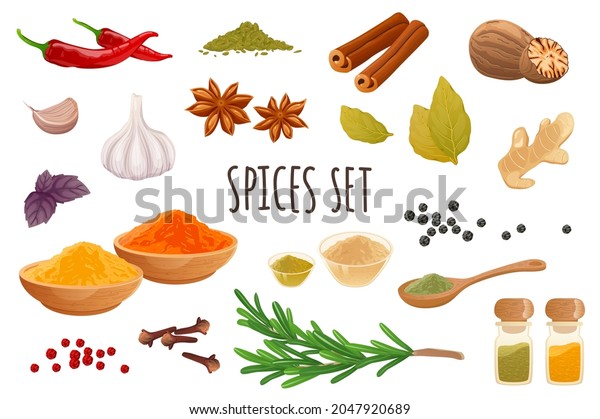 Spices Icon Set Realistic 3d Design Stock Vector (Royalty Free ...