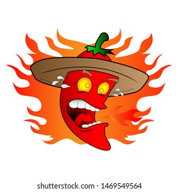 Spicy Chili Cartoon Flat Vector Illustration Stock Vector (Royalty Free ...