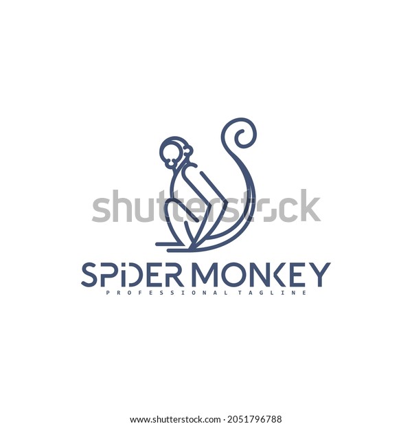 Spider Monkey Logo Line Vector Illustration Stock Vector (Royalty Free ...